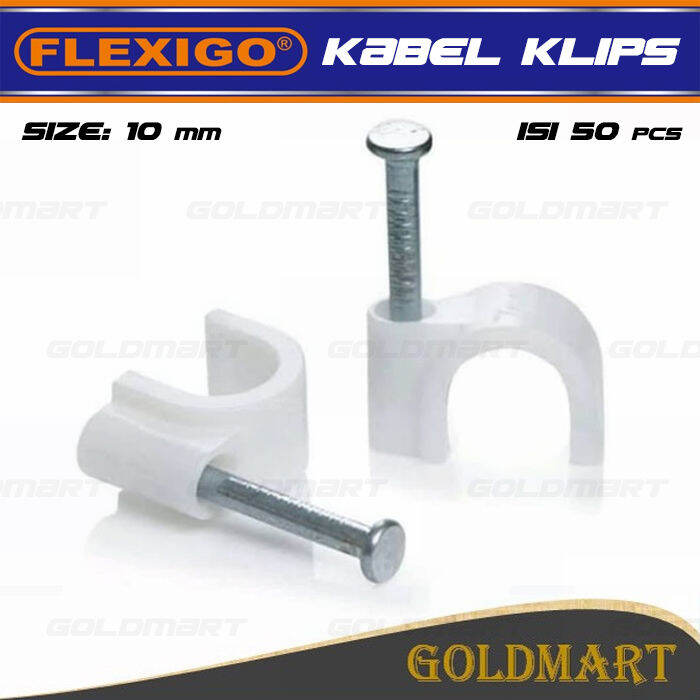 Klem Kabel / Cable Clips uk. 10 mm / Flexigo (Paku Keras) (Isi: 50 pcs ...
