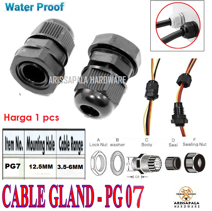 Cable Gland PG 7 Konektor Pelindung Klem Kabel Glan Listrik Waterproof Box Panel PG7 | Lazada ...