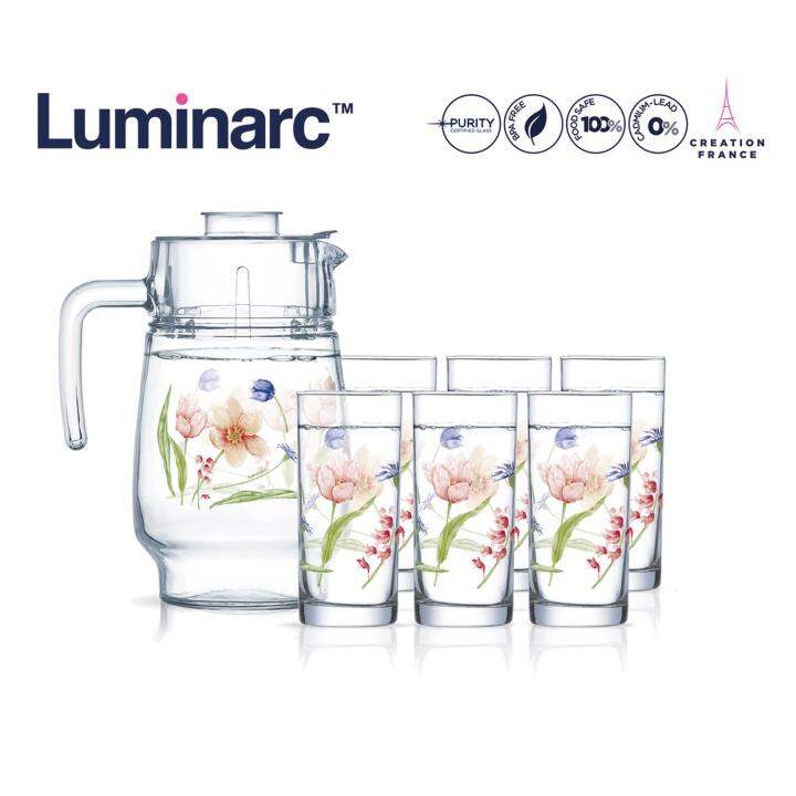 Luminarc 7 Pcs Minuet Water Drink Set / Gelas Minuman Set / Drinkware ...
