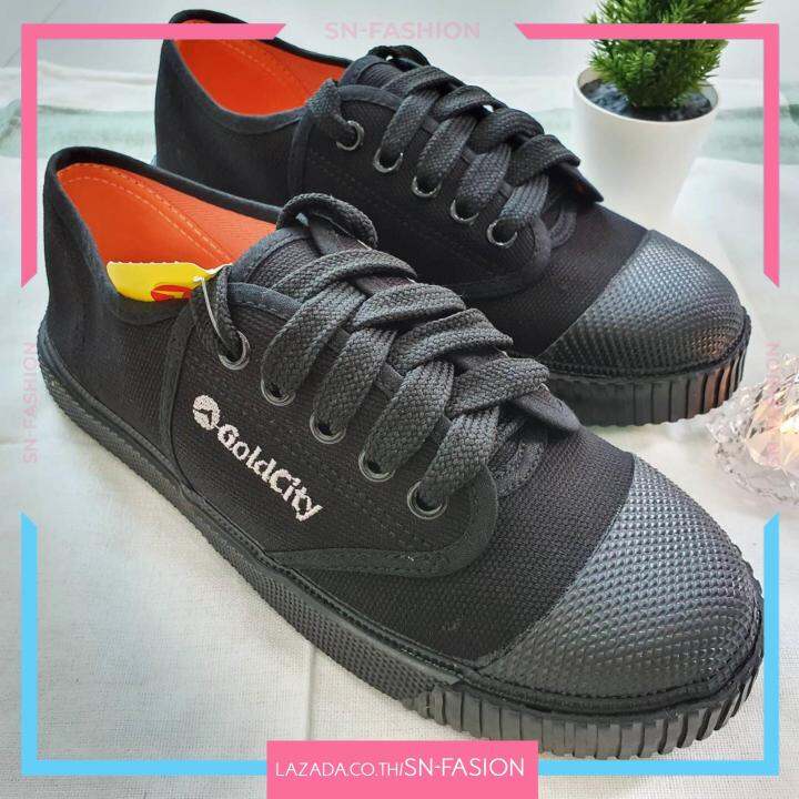 รองเท้านักเรียน พละ - Goldcity - สีดำ - ผ้าใบ กีฬา โกลซิตี้ - ประถม มัธยม - Goldcity 205s ...