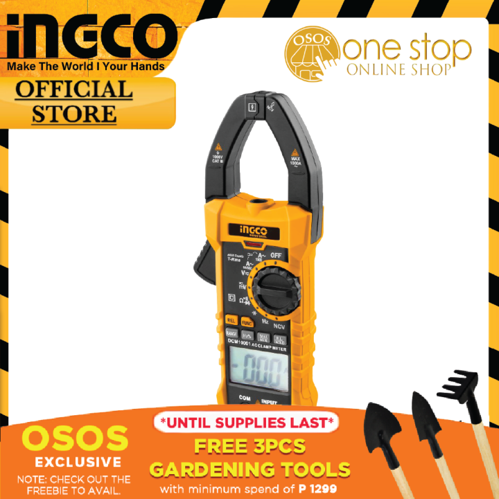 INGCO Digital AC/DC Resistance Capacitance Clamp Multi meter DCM10001 ...