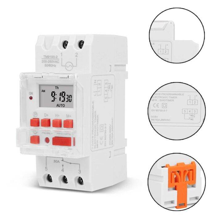 SINOTIMER TM919B 30A Programmable Digital Timer Switch DIN Automatic ...
