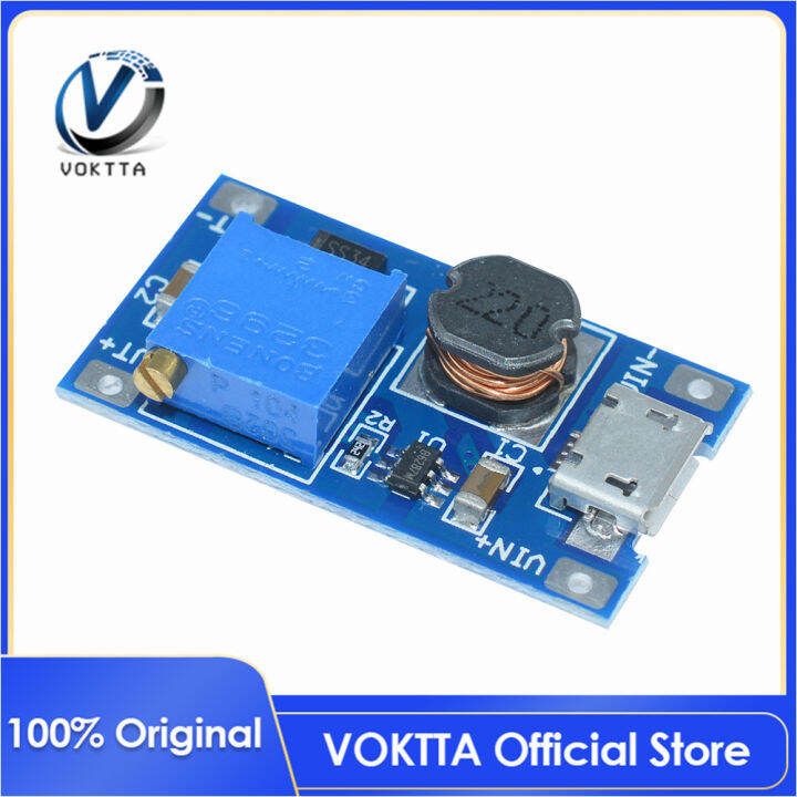 VOKTTA 10PCS 2A Booster Papan DC-DC Step-Up Modul Input 2/24V untuk 5/9 ...