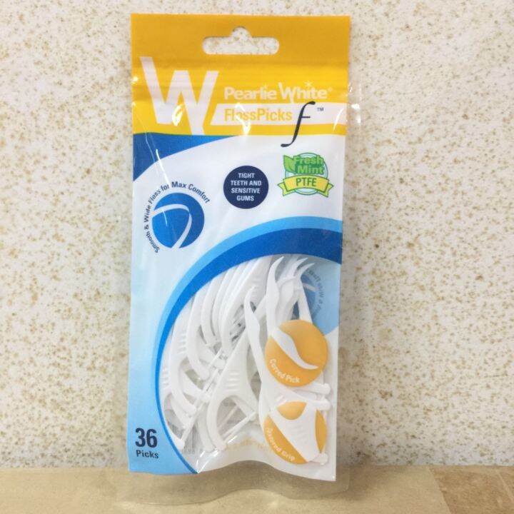 Pearlie White Fresh Mint Smooth Wide Floss Max Comfort Floss Picks for ...