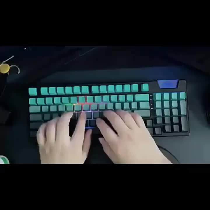 134 Key Backlit RGB Gradient Cyan PBT Keycaps โปรไฟล์ OEM Double-Shot ...