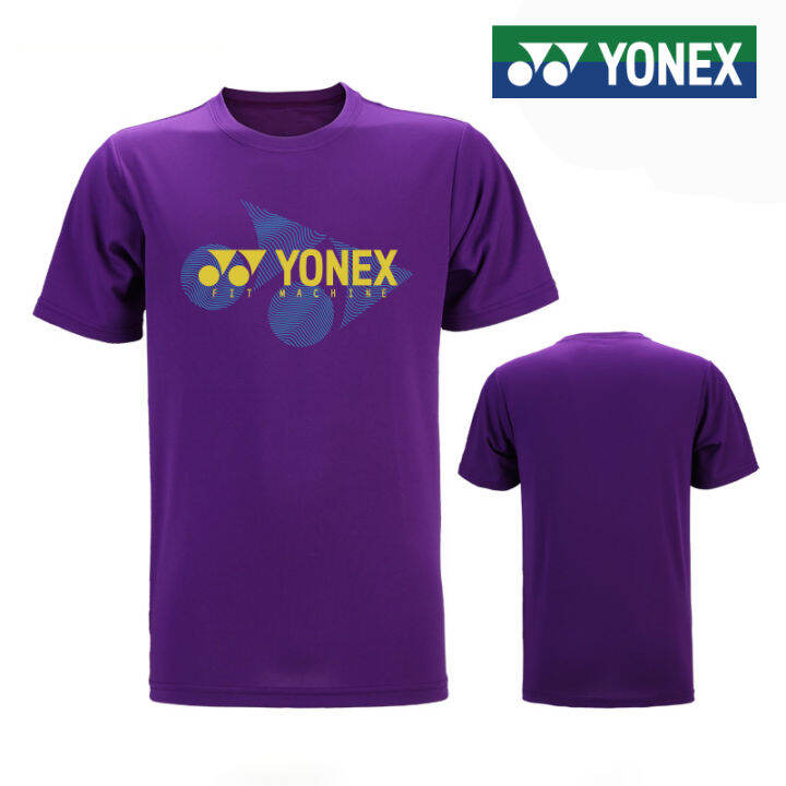 Yonex เสื้อยืดรูปแบดมินตันสำหรับผู้ชายผู้หญิงเสื้อผ้าสีล้วนสำหรับเล่นกีฬาวัฒนธรรมแห้งเร็วเสื้อ ...