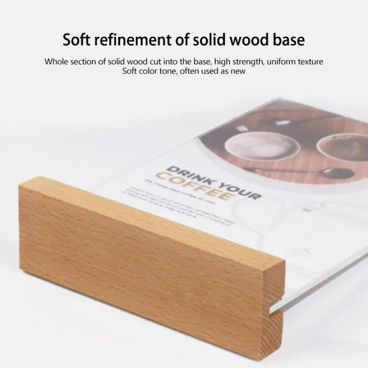 BEAUTYBIGBANG Solid Wood Base Acrylic Sign Holder Double Sided Pos ...