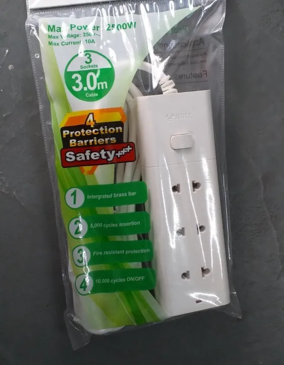 3 SOCKET 3 METERS CABLE | Lazada PH