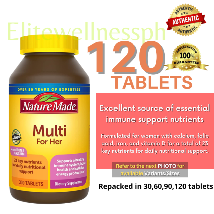 120 Tablets- Nature Made Multivitamin For Her, Nutritional Support ...