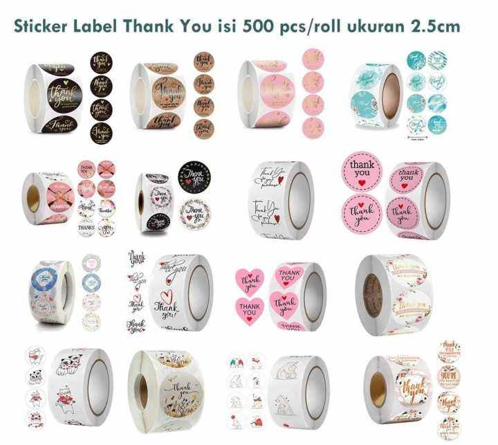 [ 1 Roll 500 Pcs ] Sticker Label Makanan Ucapan Thank You For Your ...