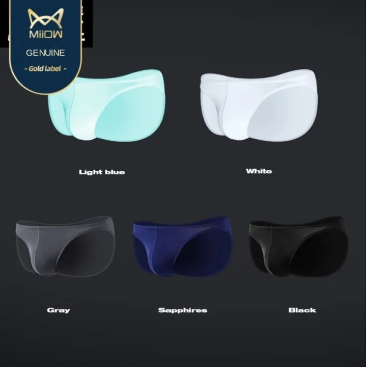 MiiOW 3ชิ้นผู้ชายที่ไร้รอยต่อผ้าไหมน้ำแข็งชุดชั้นในบางส่วนเซ็กซี่แนวราบชุดชั้นใน U-นูนแน่นกระชับ ...