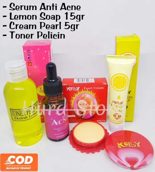 Paket 4 In 1 Kelly Plus Serum - Pearl Cream 5gr - Lemon Soap 15gr ...
