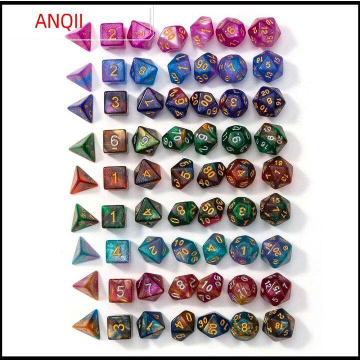 ANQII 7Pcs/set ของขวัญสำหรับเด็ก 7-Die D4 D6 D8 D10 สำหรับ TRPG DND ลูกเต๋าเกม ลูกเต๋า DND เกม ...