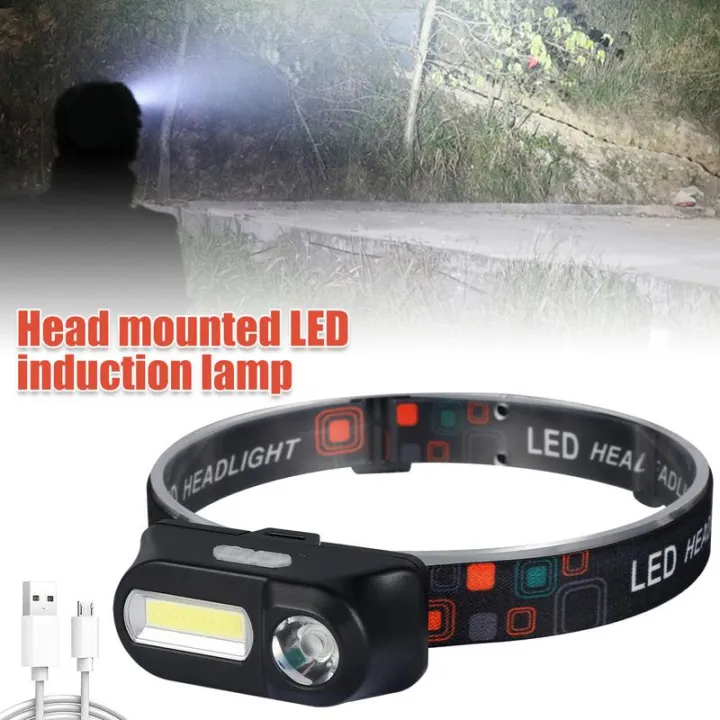 Waterproof Head Torchlight USB Rechargeable Headlamp COB+XPE Headlight ...