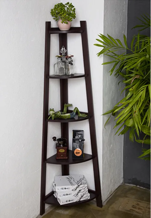 FAMINI Nordic corner solid wood triangle shelf corner storage rack ...