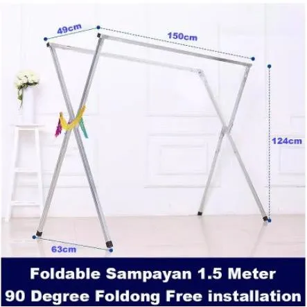 household CAI Foldable Sampayan Foldable Clothes Drying Rack Indoor and ...