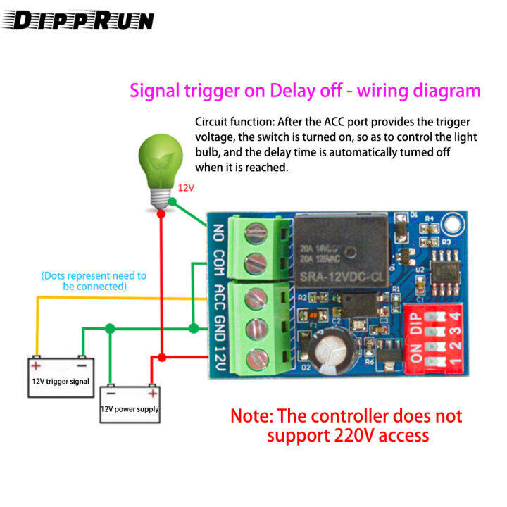 Dipprun 12v Power On And Off Delay Switch Relay Timer Relay On-off ...
