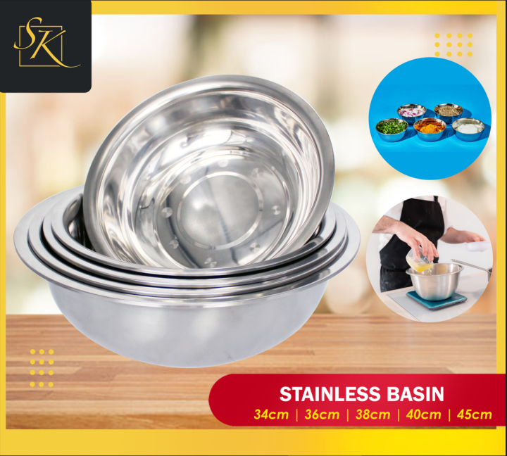 STAINLESS STEEL BASIN 34cm | 36cm | 38cm | 40cm | 45cm | Lazada PH