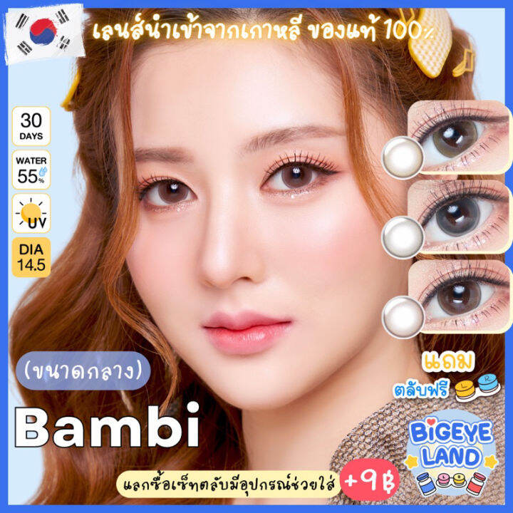 คอนแทคเลนส์ Bambi Brown / Hazel / Gray (Kitty Kawaii) ขนาดกลาง 🌷 รุ่น ...