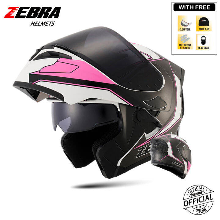 （free visor）Zebra Motorcycle Full Face Helmet With Dual Visor Motor ...