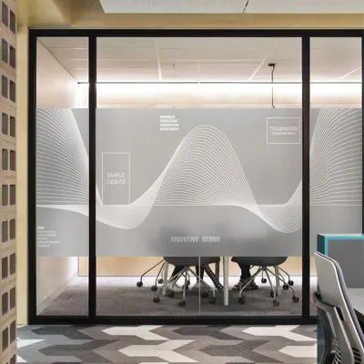 gray curve office frosted glass sticker enterprise electrostatic film ...