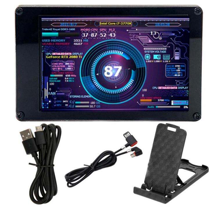 Computer Temp Monitor 3.5 Inches PCs Sensor Panel Display Portable USB ...