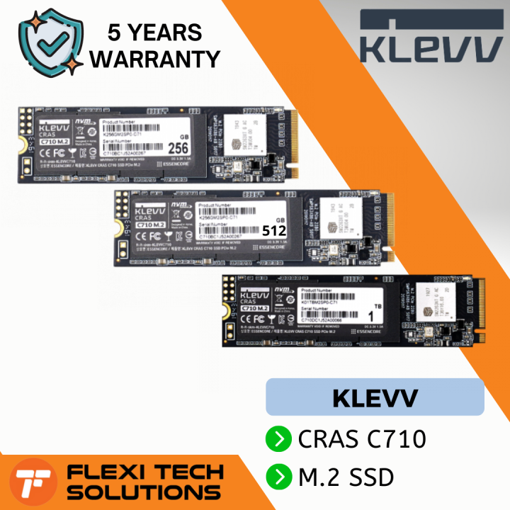 Flexi Tech KLEVV CRAS C710 M.2 NVMe PCle Gen3x4/ 1TB / 512GB / 256GB ...