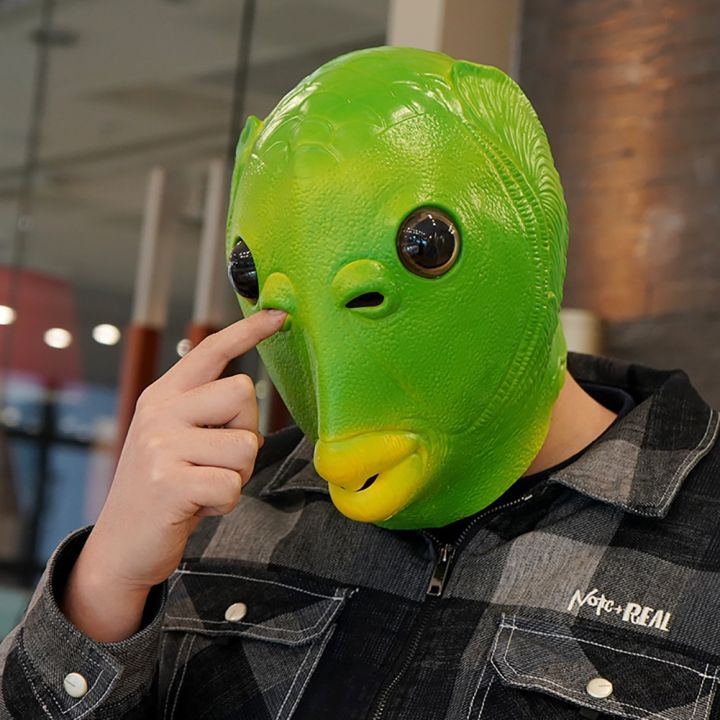 New Green Funny Fish Mask Animation Halloween Horror Role Play Alien ...