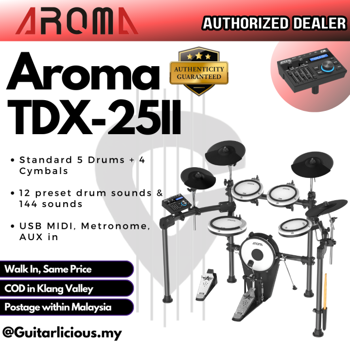 AROMA TDX25-II Digital Drum Set with mesh finish drum pad & kick tower ...