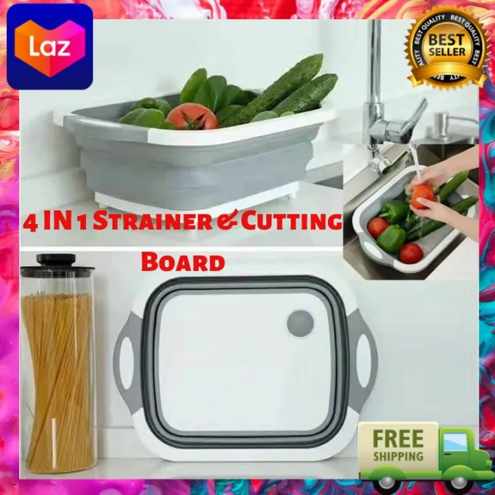 JVMM 3 in 1 Multi-function Collapsible Drain Basket Vegetable Basin ...