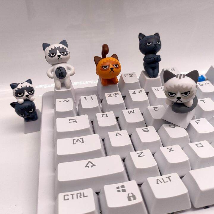 Unhappy Cute Cat Artisan Keycaps For Mechanical Keyboard While PBT ...