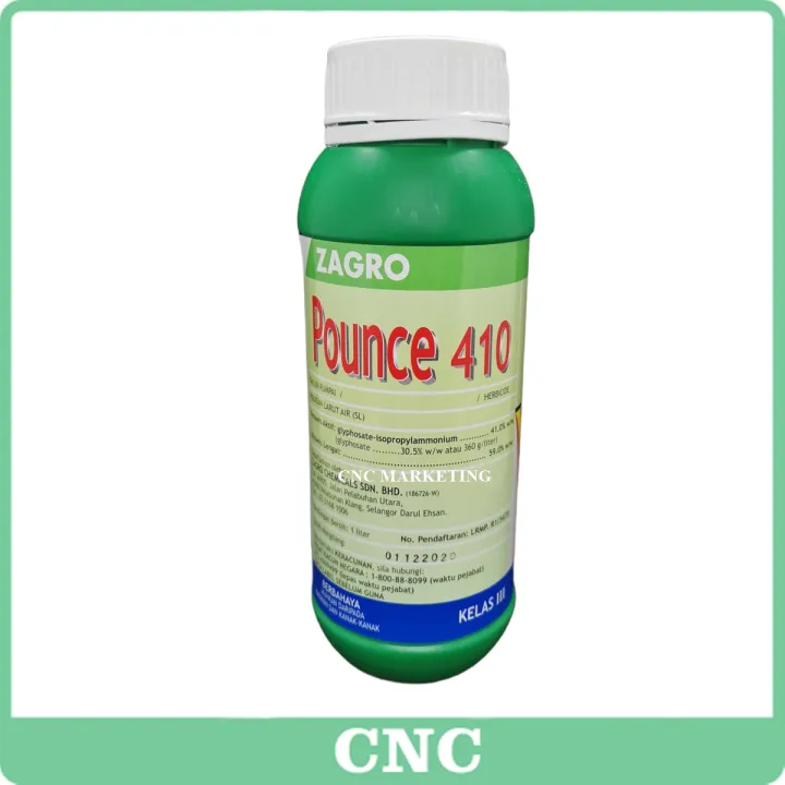1L Pounce 410 Zagro Glyphosate Isopropylammonium 41.0% Racun Rumput ...