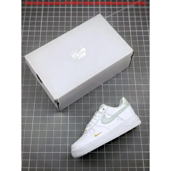 (HY)(HFF1996) NIKE AIR Force 1 Low White Gray Mini hook Sports shoes ...