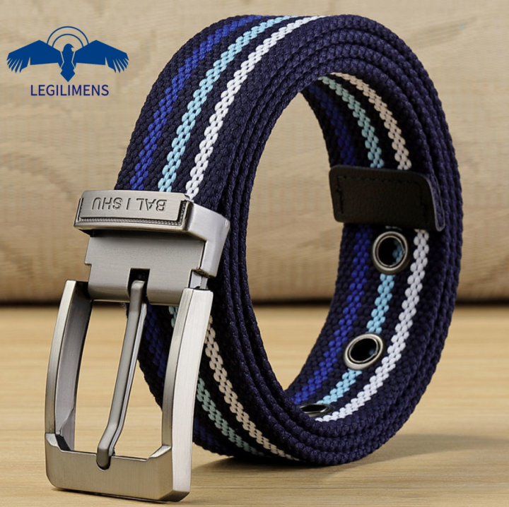 LEGILIMENS เข็มขัดผ้าใบแบบหัวเข็มขัดของผู้ชาย,เข็มขัดผ้าทอแบบไม่เจาะรู ...