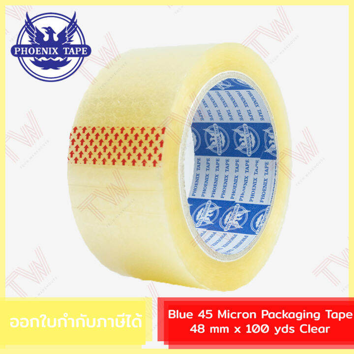 Phoenix Blue 45 Micron Packaging Tape 48 mm x 100 yds Clear แกนน้ำเงิน เทปใส 1 ชิ้น (กว้าง 2 ...