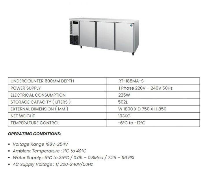 Hoshizaki RT-188MA-S Undercounter Chiller 3 Pintu Lebar 75 Cm Japan ...