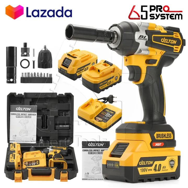 DELTON 2in1 บล็อกแบต & สว่าน 199V รุ่นใหม่! มอเตอร์ BRUSHLESS ไร้แปรงถ่าน พร้อมแบตเตอรี่ Li-ion ...