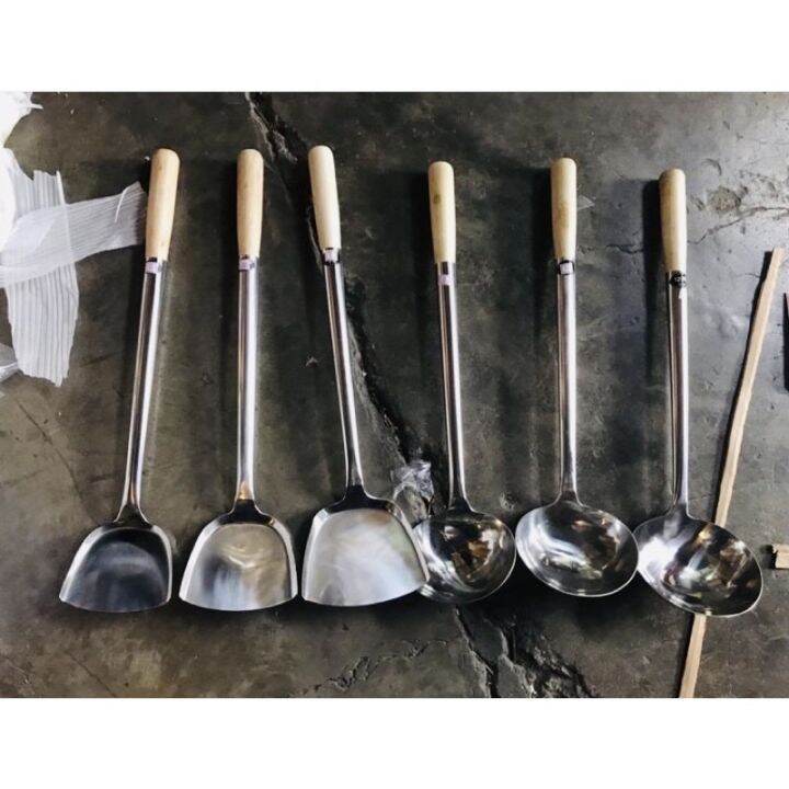 utensils set ♥wood handle ladle turner sandok chinese style thick ...