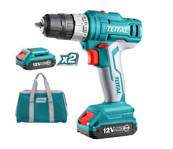 TOTAL TDLI 1222 ชุดสว่านไร้สาย ชุดสว่านแบตเตอรี่ 12โวลต์ ขนาด 3/8นิ้ว ...