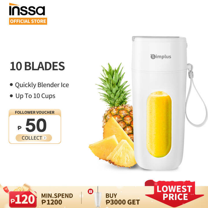 INSSA Juicer Blender for Shakes and Smoothies Type-C Charge 400ml ...