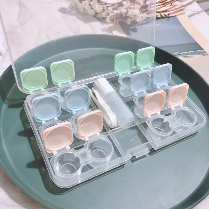 Press the flip cover of contact lens box, transparent solid color ...