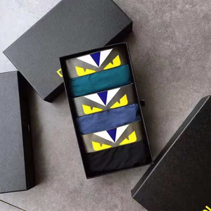 Fendi 3 Boxed Tide Brand Men's Underwear Classic Little Monster Eyes ...