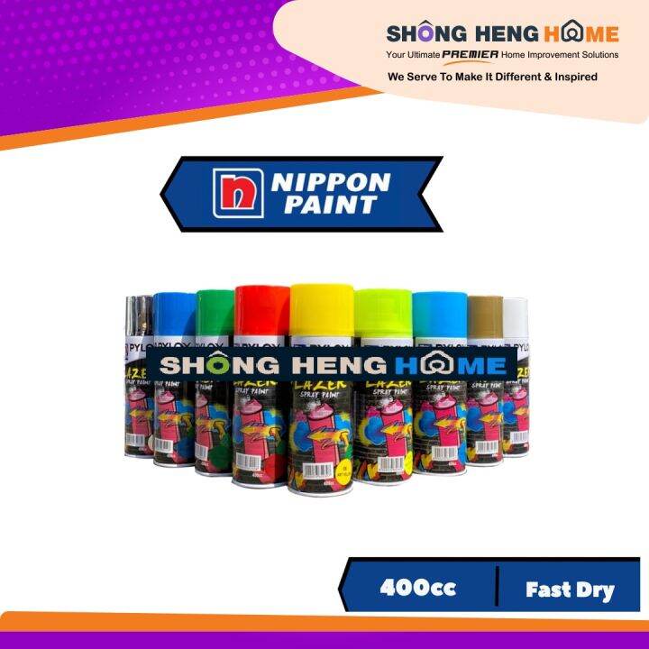 NIPPON PYLOX LAZER SPRAY PAINT SOLID/METALLIC/FLUORESCENT/CANDYTONE ...