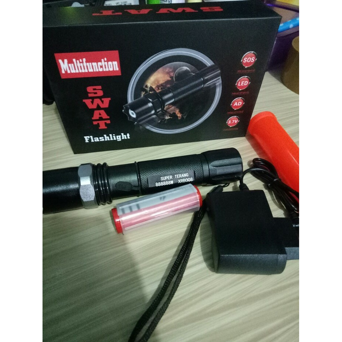 JUAL SENTER LED SWAT POLICE POLISI CREE KOMPLIT CHARGER DAN BATERAI ...