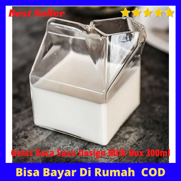 ACEBON Gelas Kaca Susu Design Milk Box 300ml - SG101 / Gelas Kaca Sirup ...