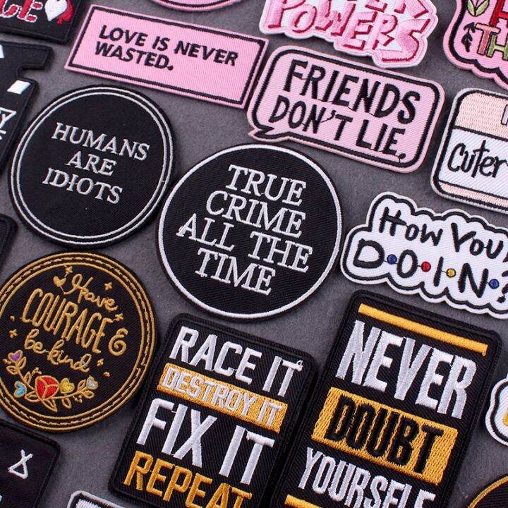High quality ♂ Slogan Embroidery Patch Iron On Patches For Clothing ...