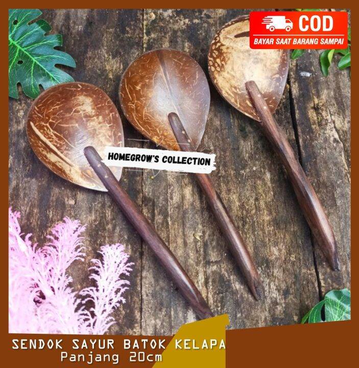 SENDOK SAYUR BAHAN BATOK KELAPA PANJANG 20cm, SENDOK KAYU SAYUR KUAH ...