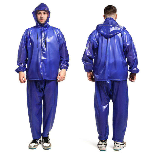 Taiwan High Quality 3in1 Rubberize Blue Raincoat Thickened Raincoat Suit Outdoor/Makapal Kapote ...