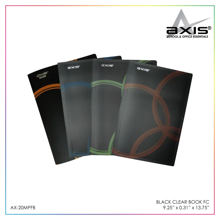 Clearbook Folder Black Long FC Display Book Non-Refillable 20 Pockets ...