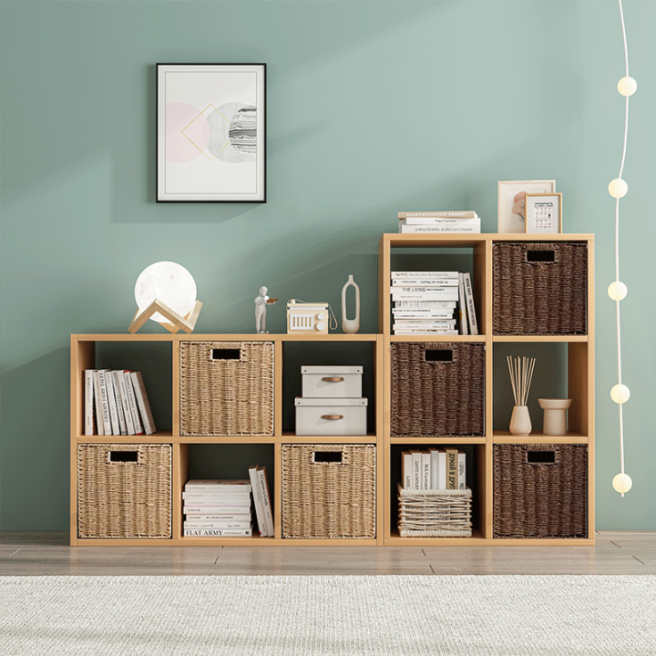 Nordic floor-to-ceiling bookcase wooden children's shelf free ...